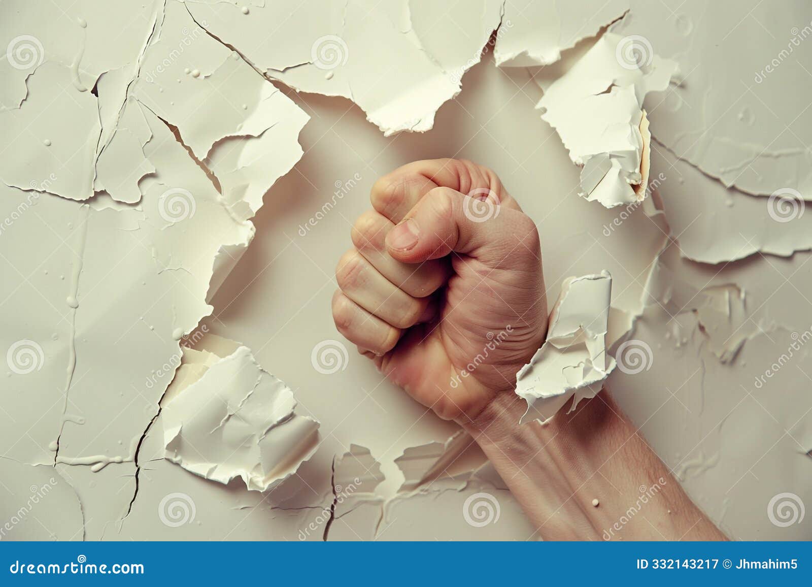 High Impact Image of a Hand Breaking Barriers through Paper for ...