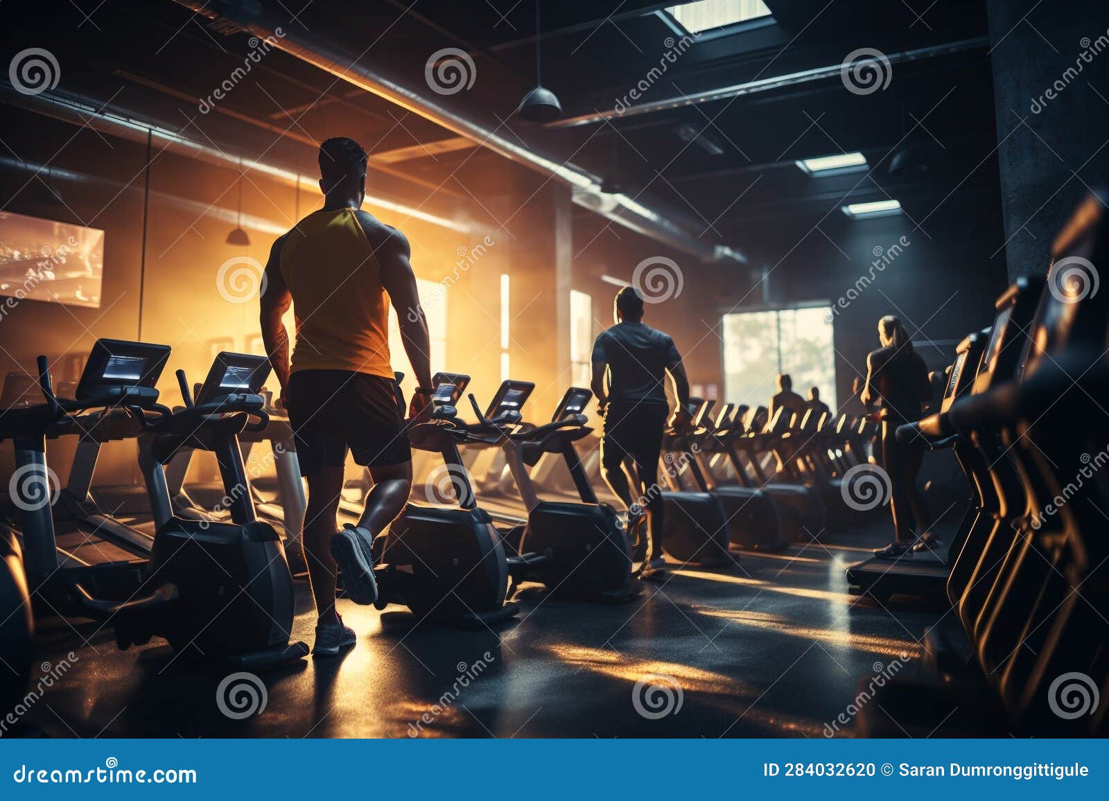High-Intensity Teamwork - a Modern Gym Workout Session Stock ...