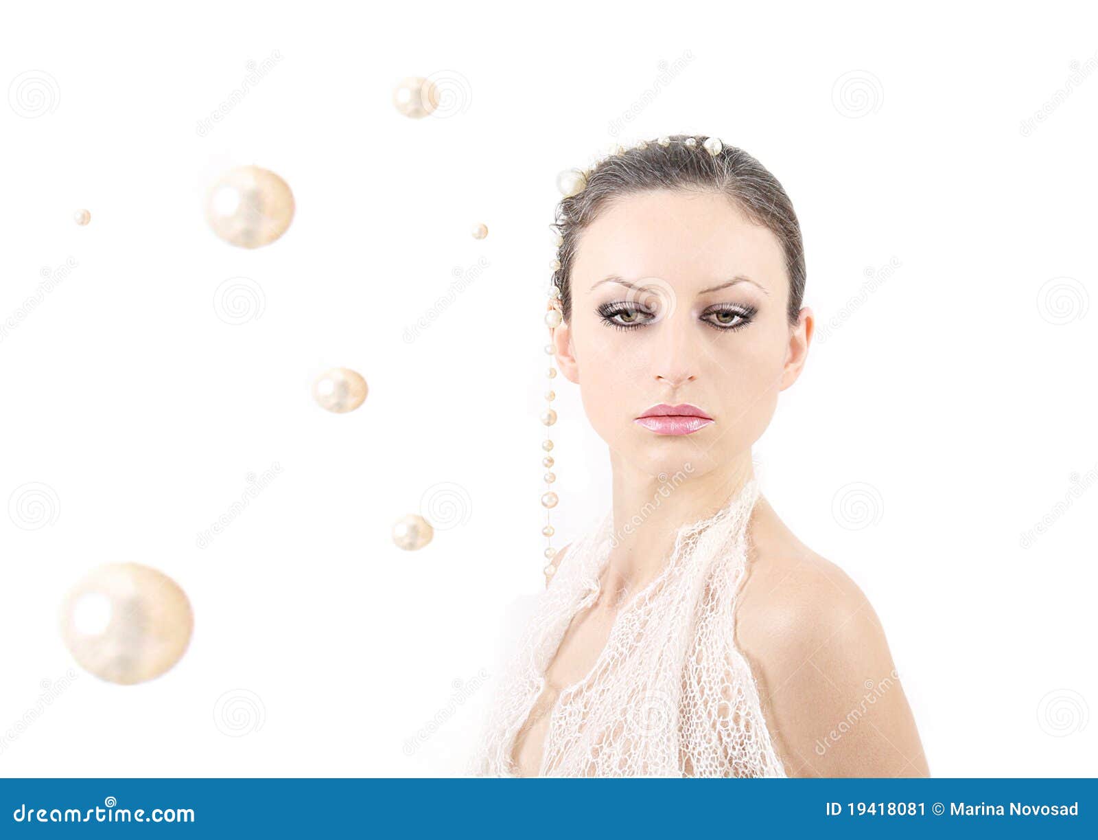 High Key Portrait with Pearls. Stock Image - Image of eyelashes ...