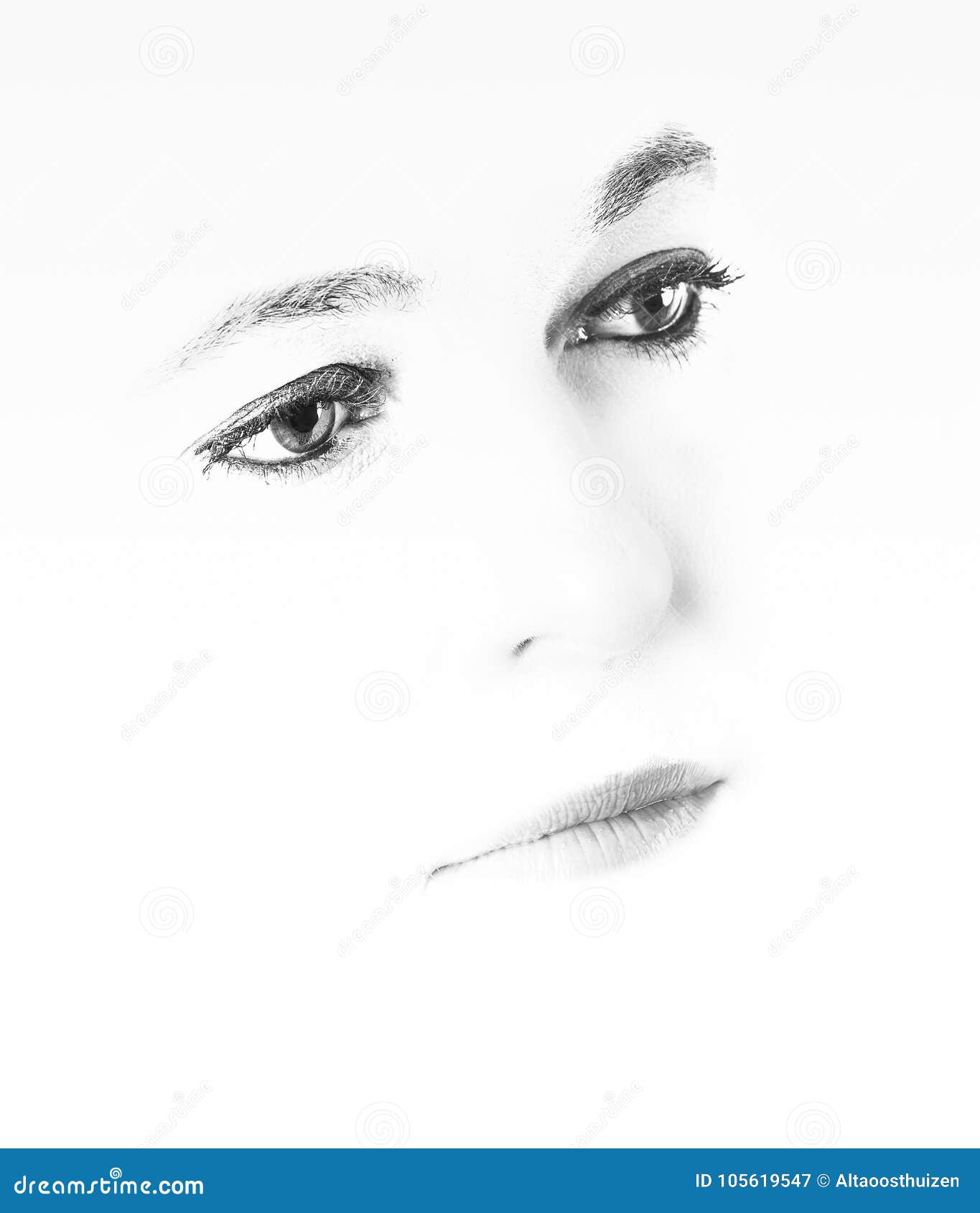 High Key Portrait of a Woman with Empty Expression on Her Face Stock ...