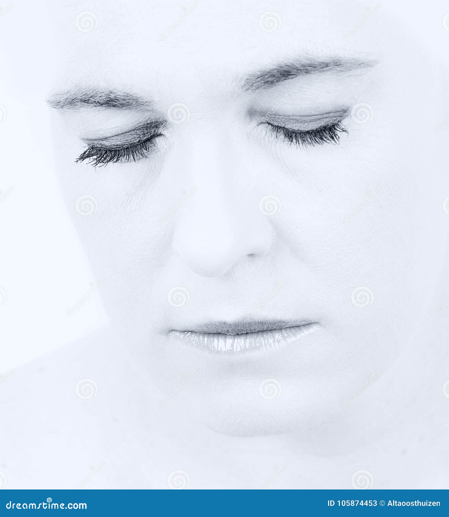 High Key Portrait of a Woman with Empty Expression on Her Face Stock ...
