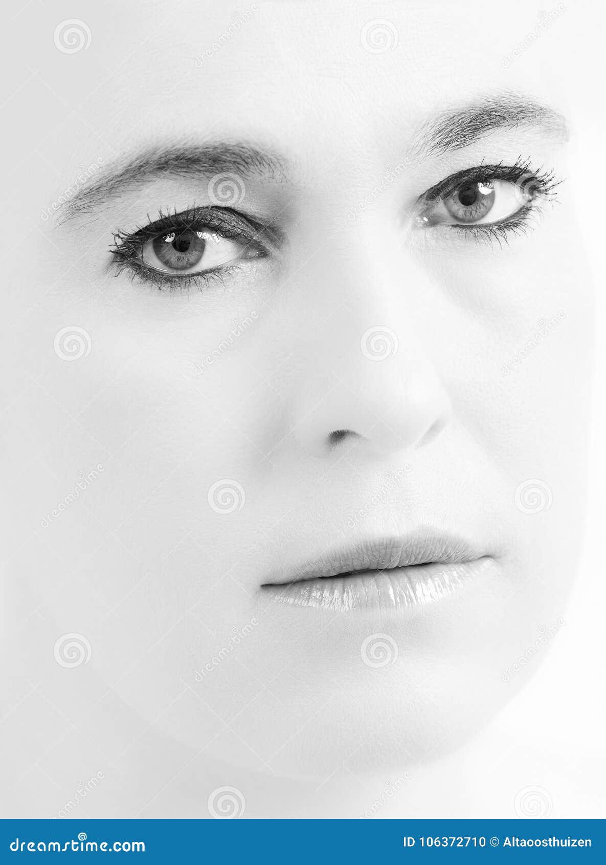 High Key Portrait of a Woman with Empty Expression on Her Face Stock ...