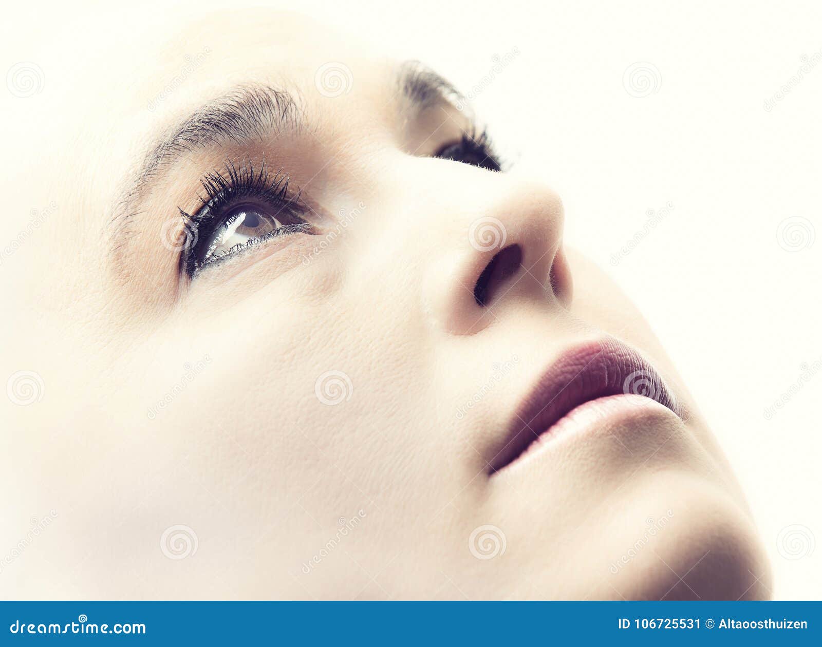 High Key Portrait of a Woman with Empty Expression on Her Face Stock ...