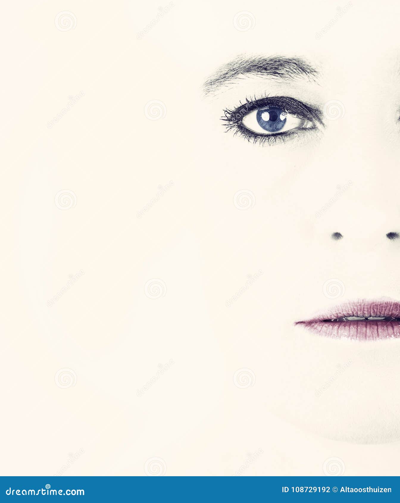 High Key Portrait of a Woman with Empty Expression on Her Face Stock ...