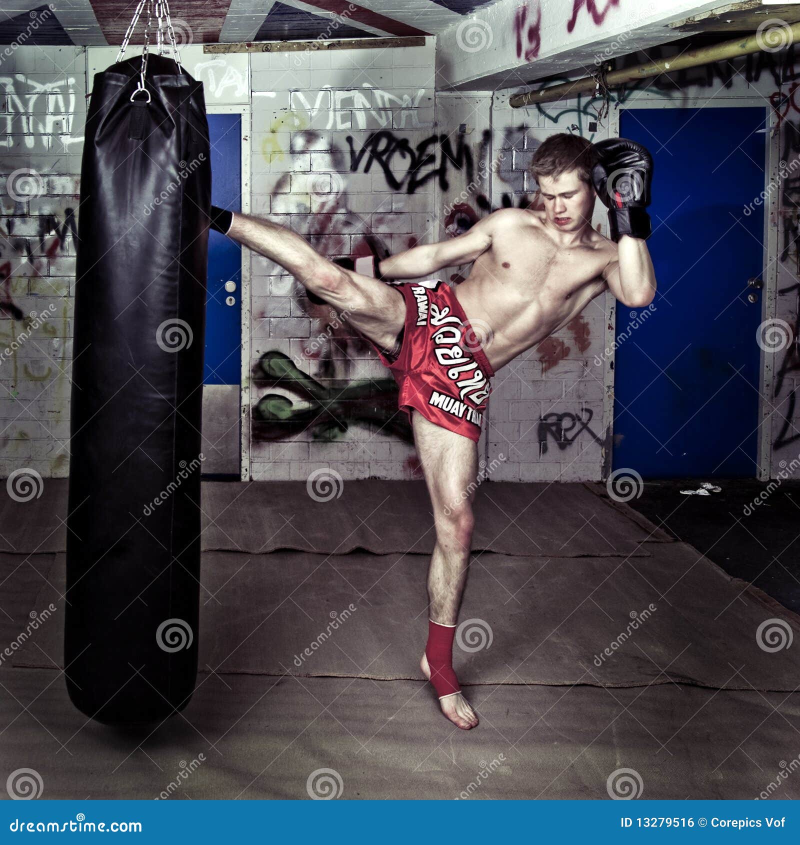 High Kick Dance By Happy Young Woman In Studio Stock Photography ...