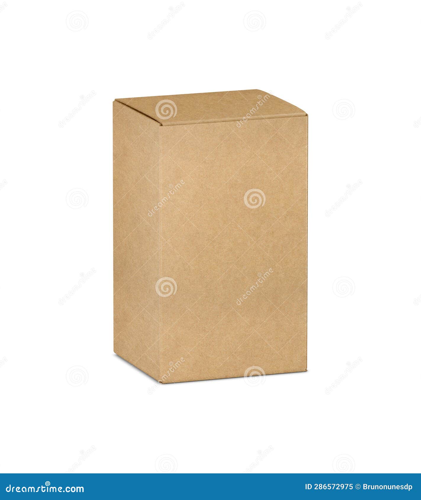 High Kraft Cardboard Box Mockup, Vertical Tall on a White Background ...