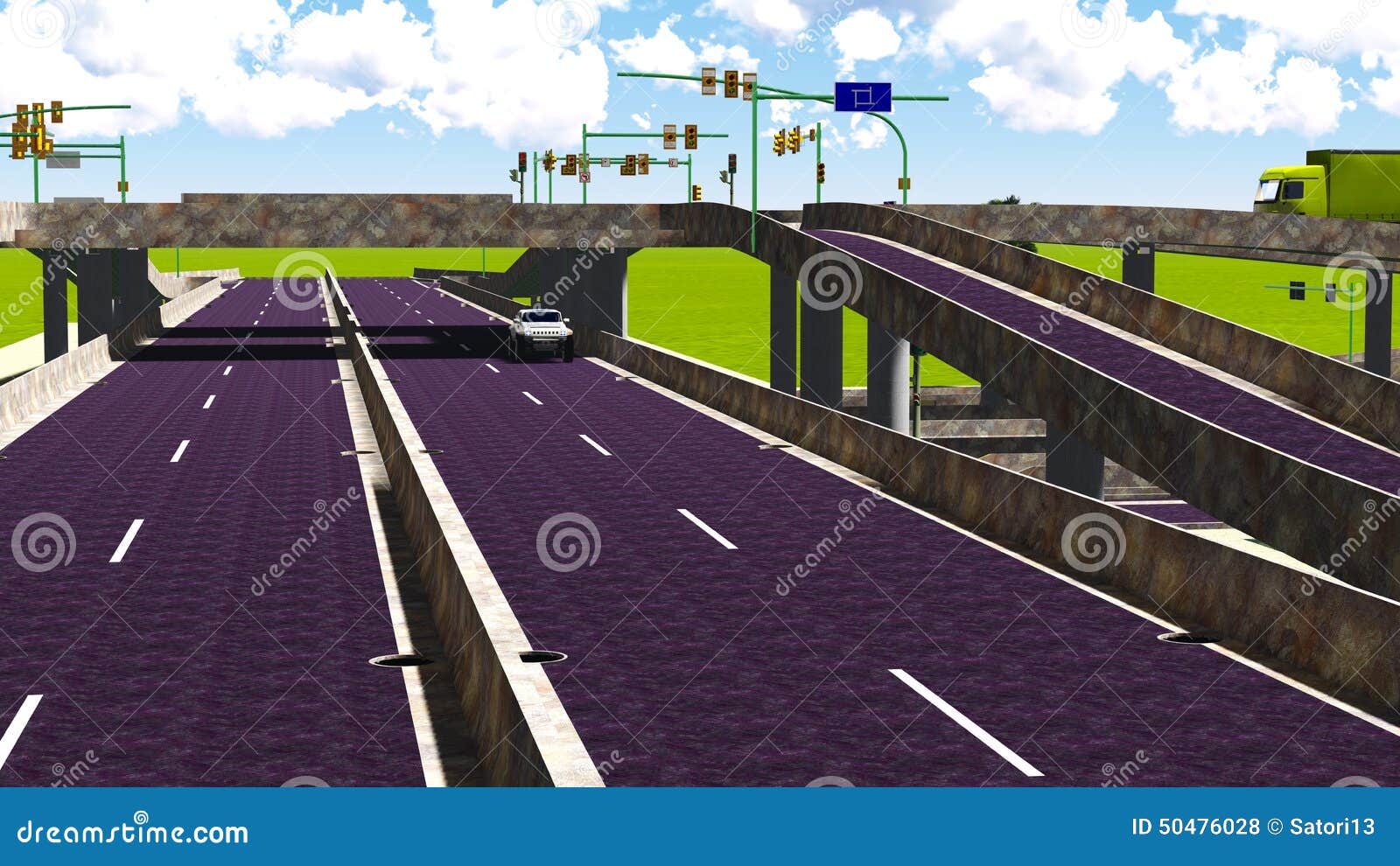 High-level overpass stock illustration. Illustration of urban - 50476028