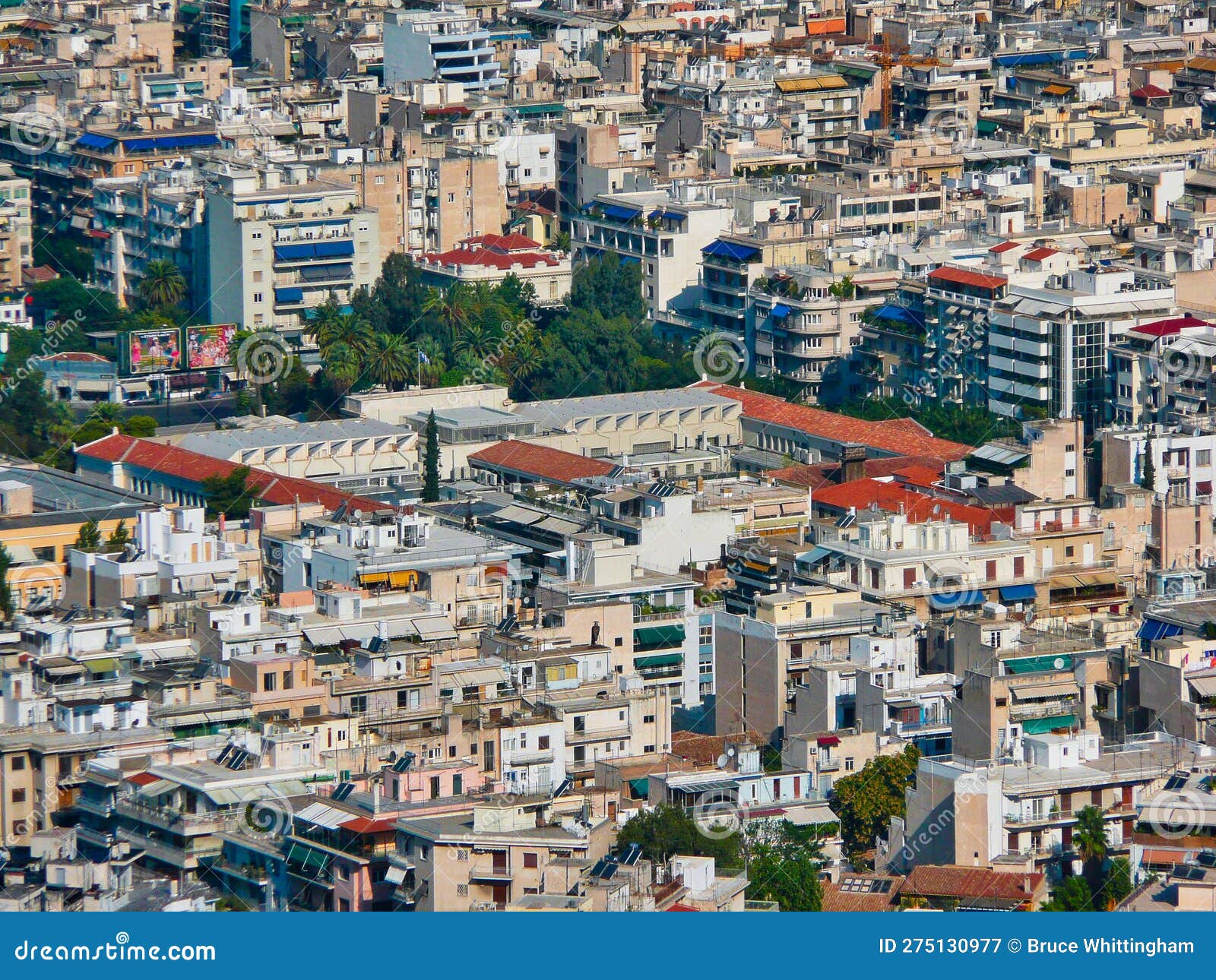 High Level View of Central Athens Buildings, Greece Stock Image - Image ...