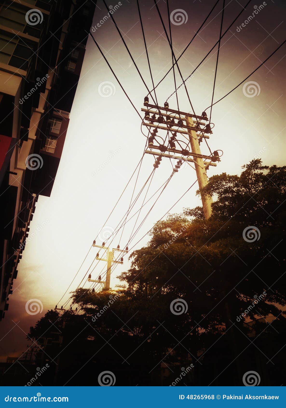 High Light Pole Across the Building Editorial Stock Photo - Image of ...