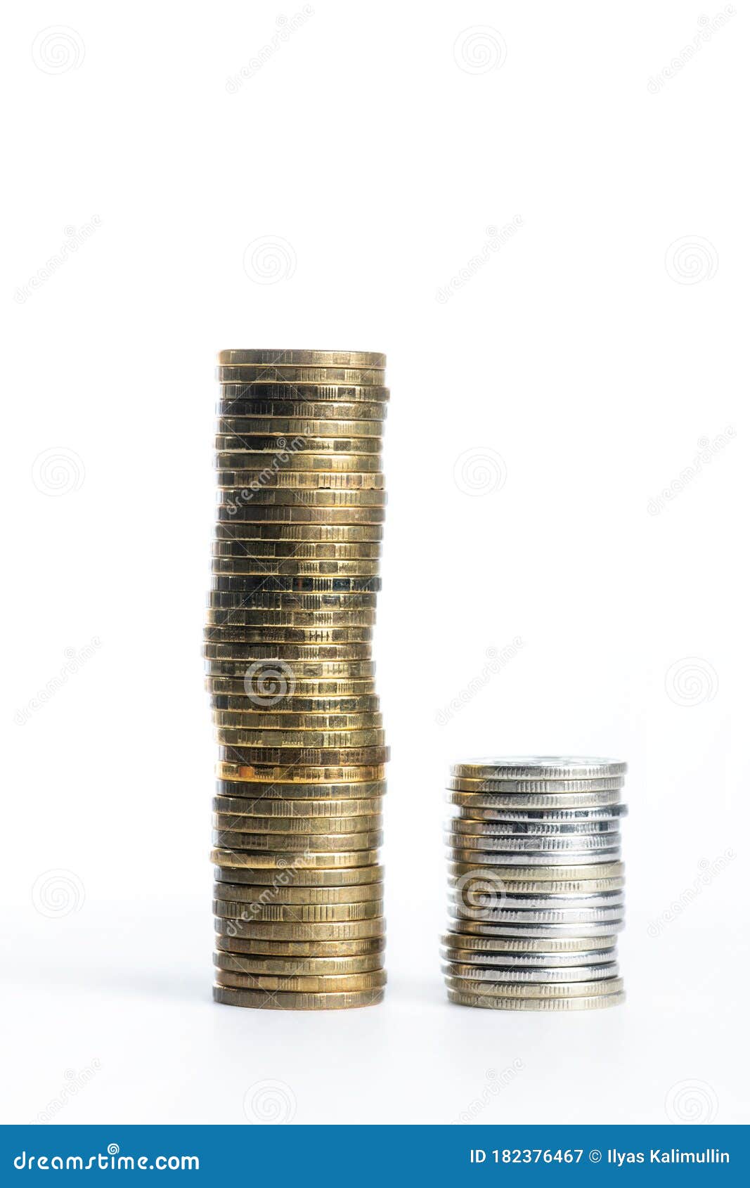 High and Low Bars of Coins Stacked Stock Image - Image of concept ...