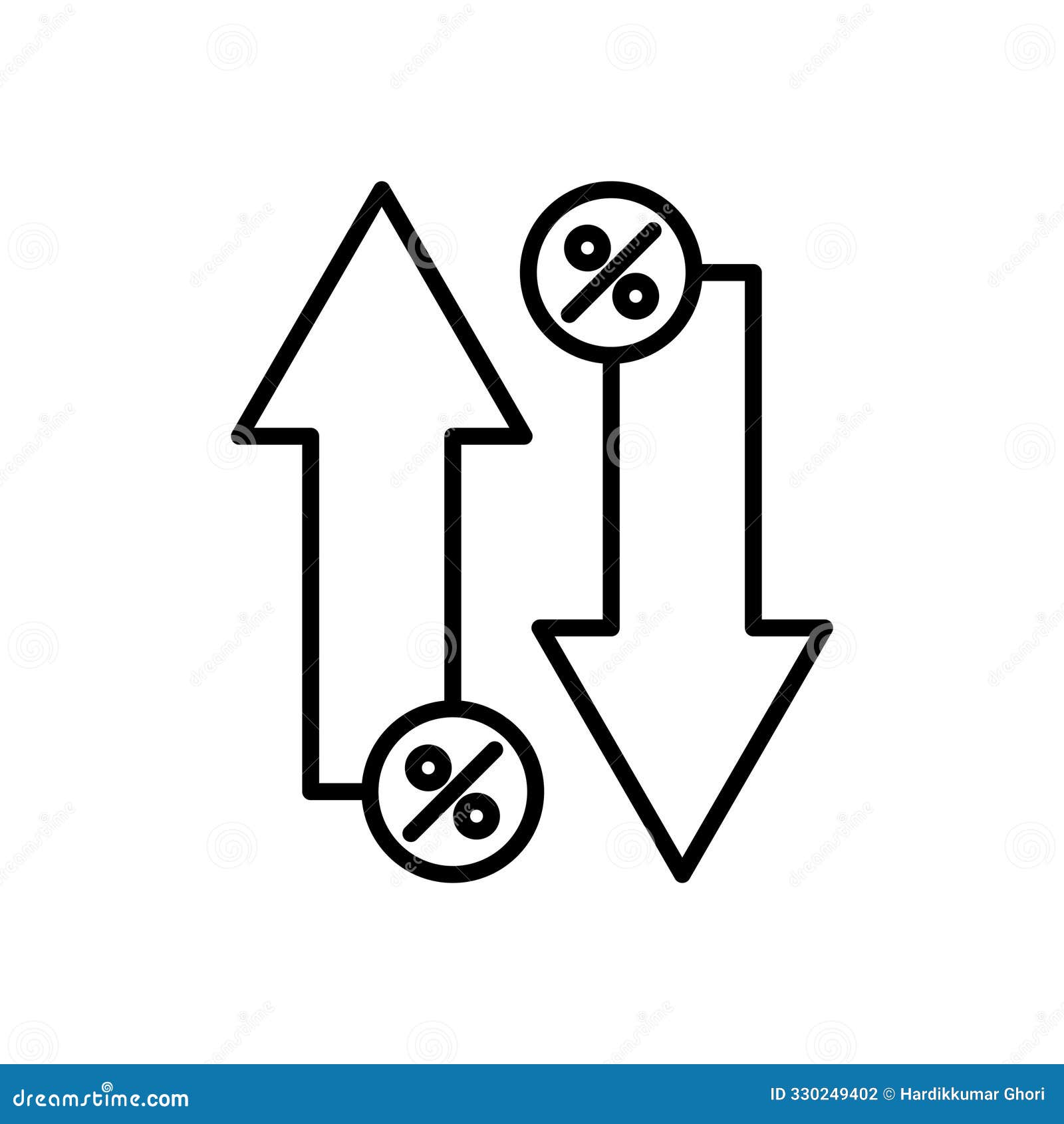 Percent Arrow With Up And Down Arrow Sign Outline Icon Isolated ...