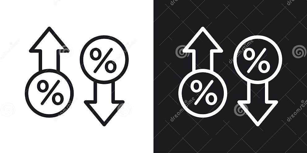 High and Low Percent Arrow Icon Set. Increase Decrease and Price Vector ...