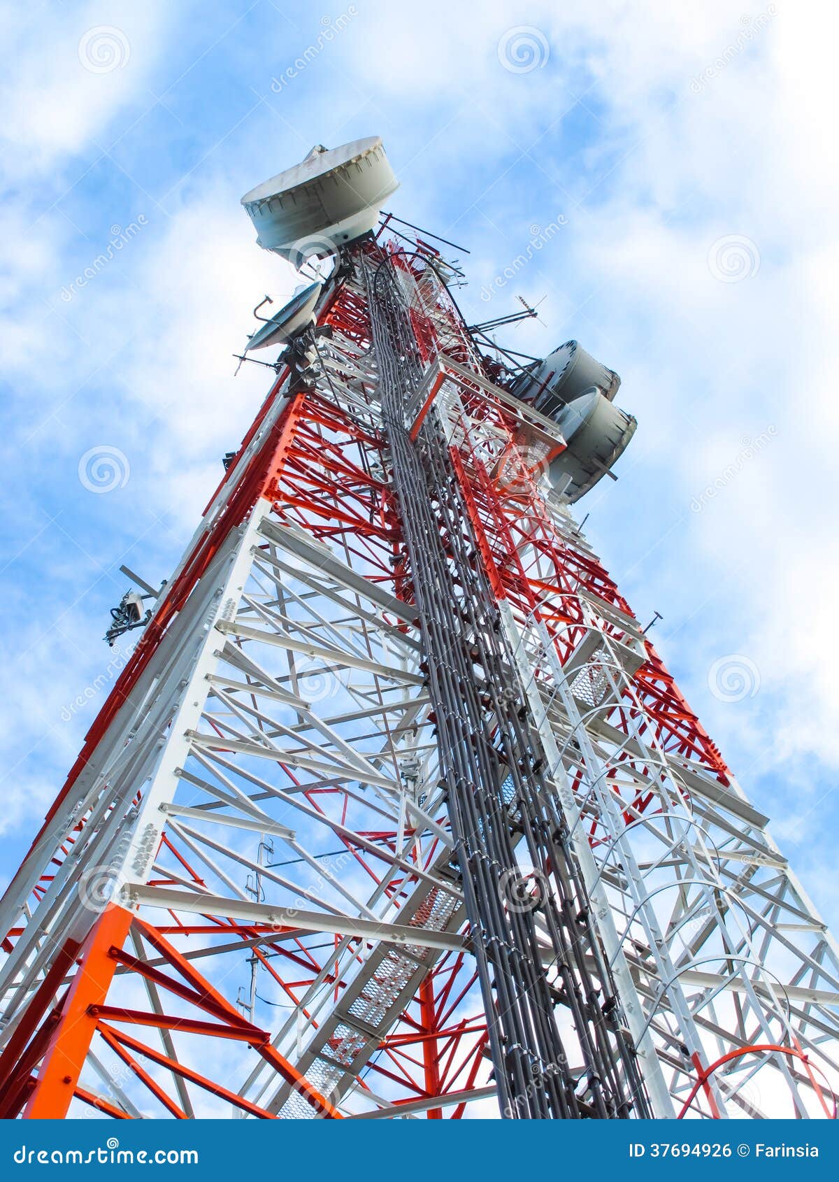 High Microwave Mobile Pole Station with Blue Sky Stock Photo - Image of ...
