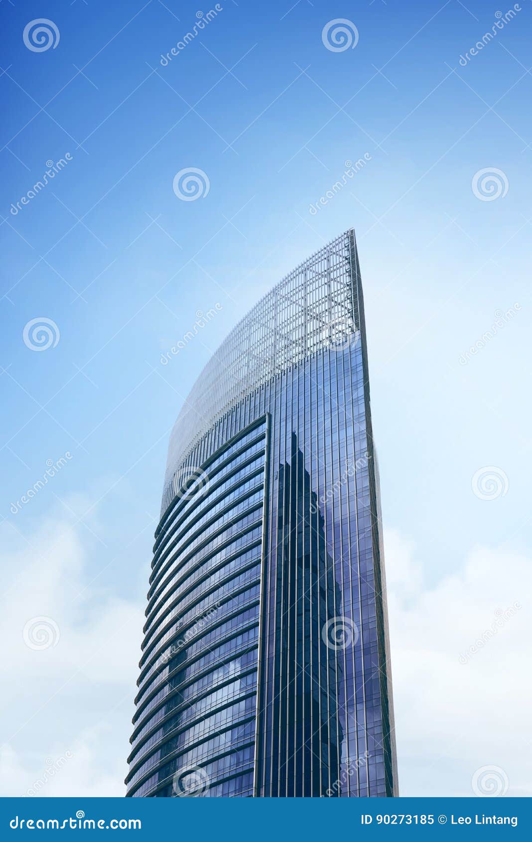 High Modern Office Building with Blue Glass Windows Stock Image - Image ...