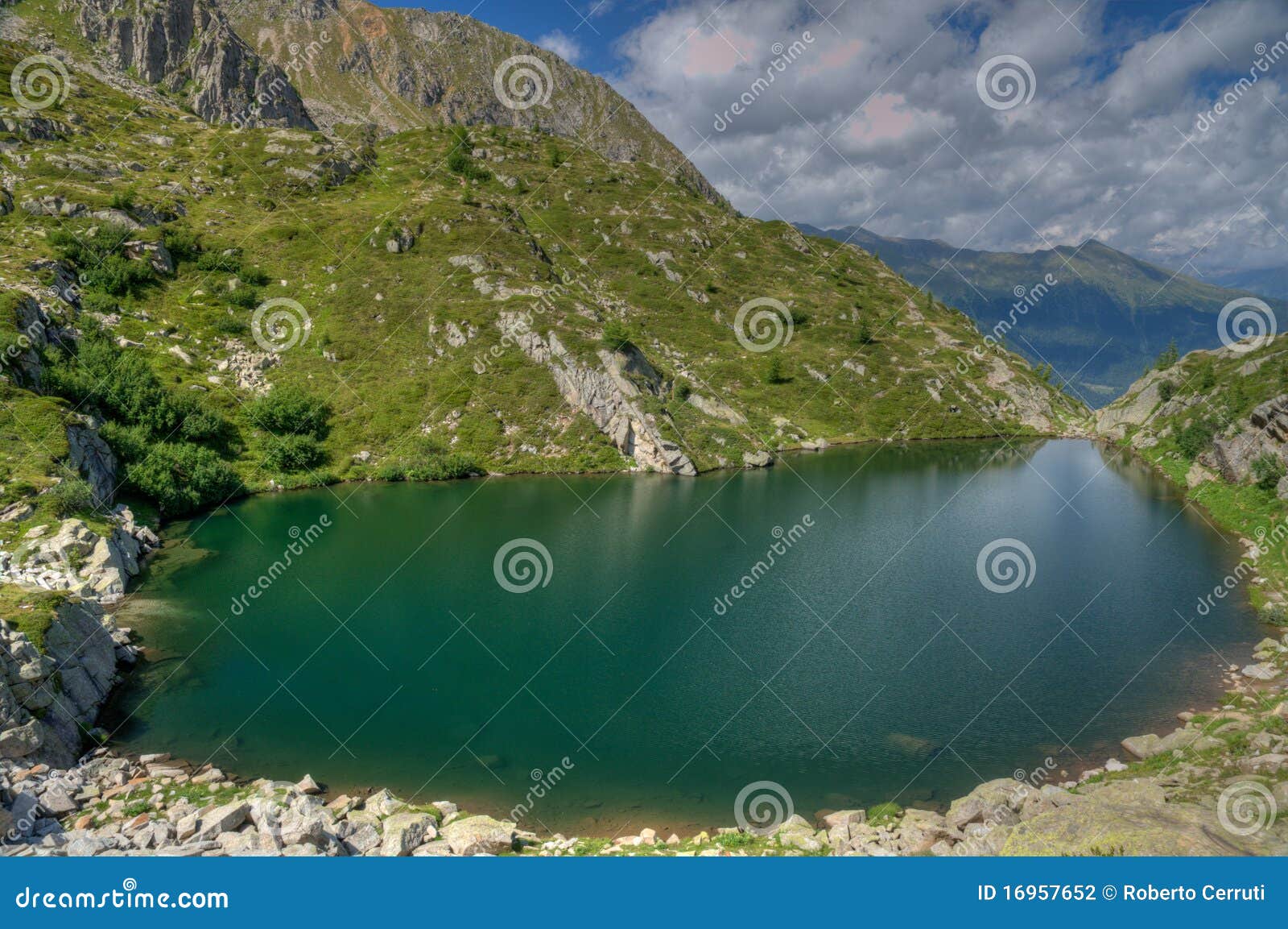 High Mountain Lake HDR Image Stock Photo - Image of stitched, lake ...