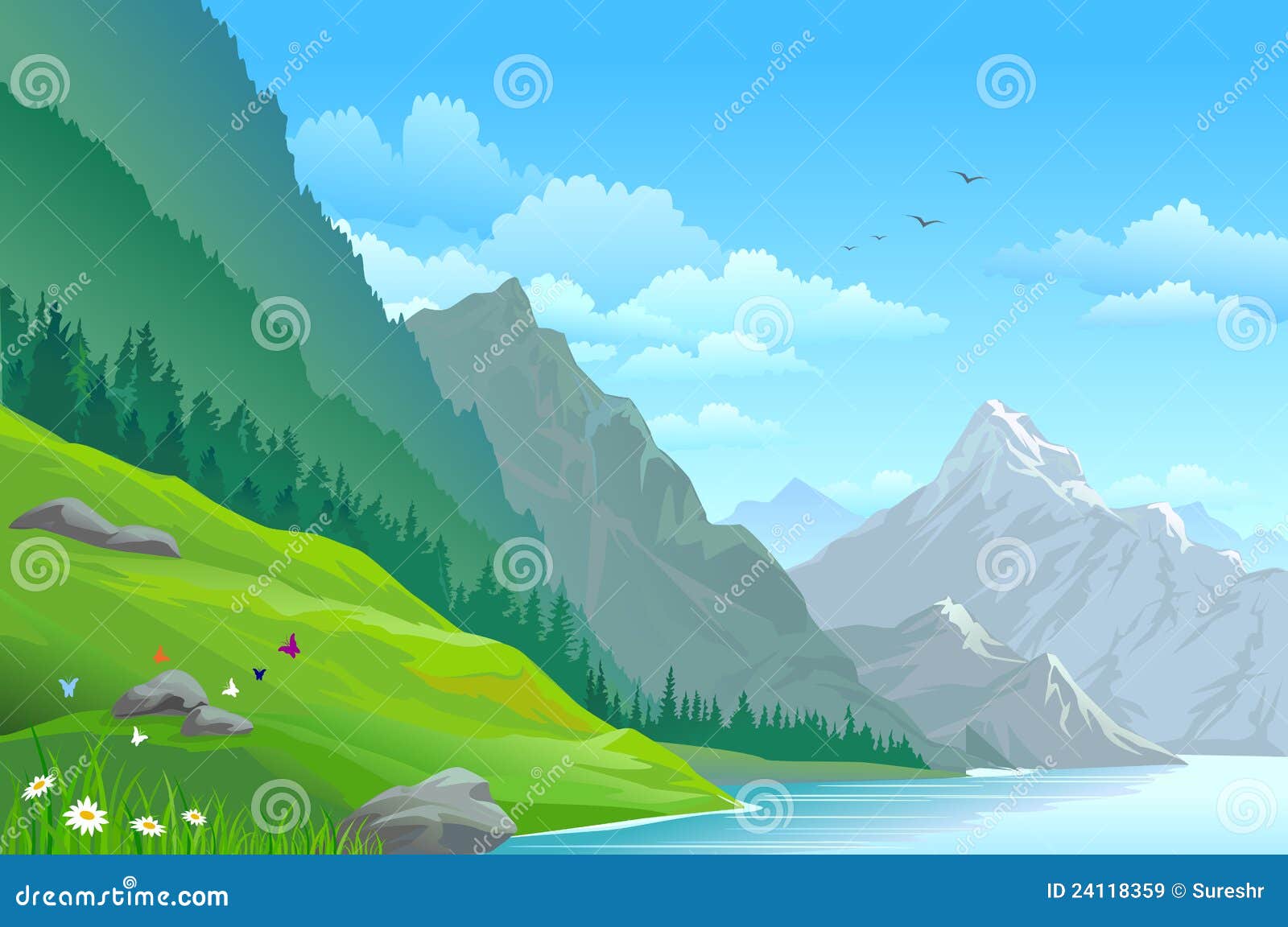 Mountain Scenic Banner Cartoon Vector | CartoonDealer.com #55583333