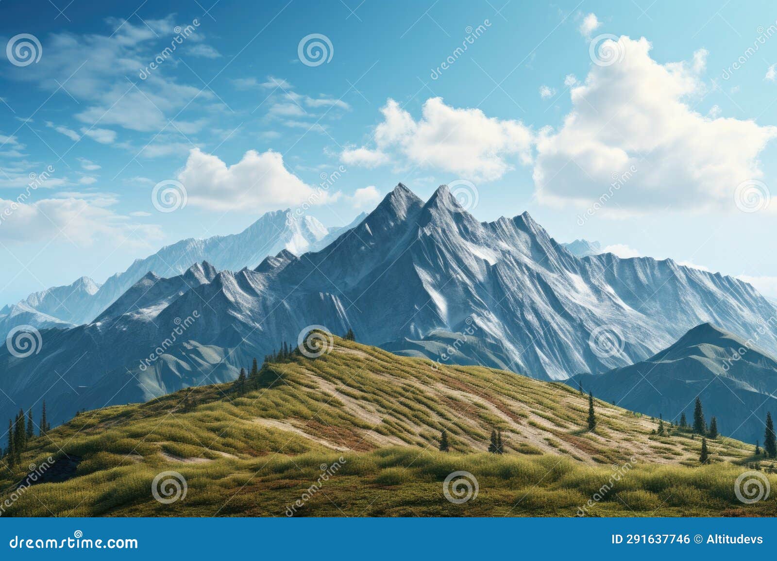 High Mountain with Small Hills by Its Side Stock Photo - Image of ...