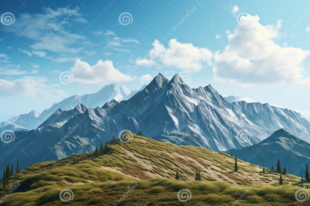 High Mountain with Small Hills by Its Side Stock Photo - Image of ...