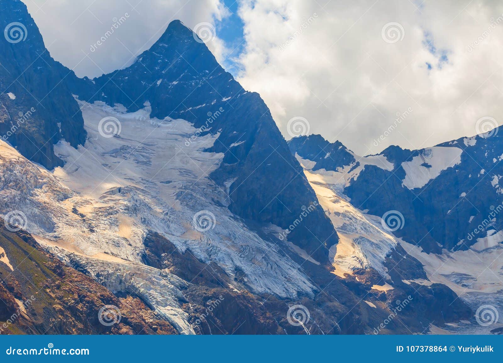 High mountain in a snow stock photo. Image of horizon - 107378864
