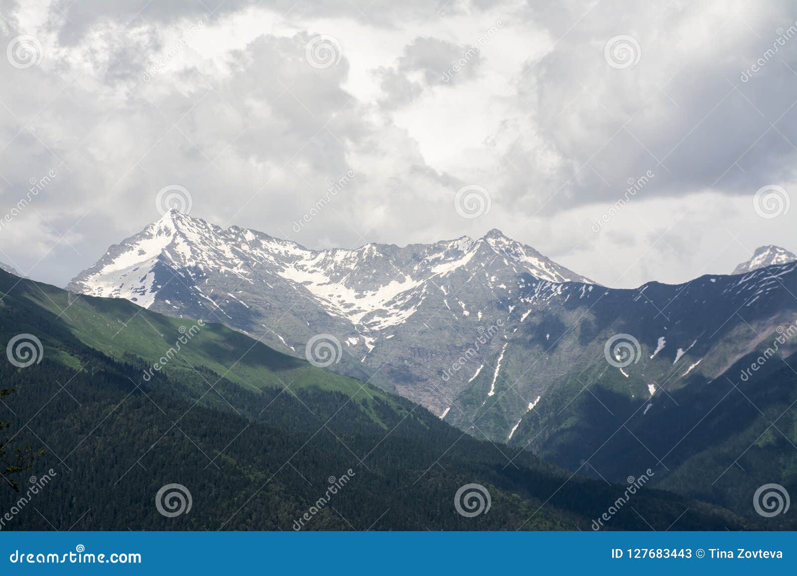 High mountain view stock image. Image of sunrise, glow - 127683443
