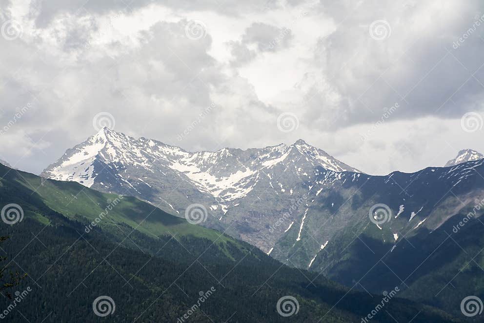 High mountain view stock image. Image of sunrise, glow - 127683443