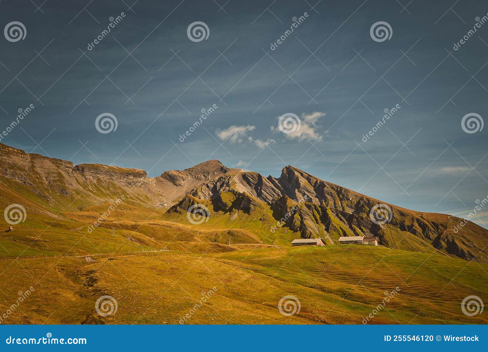 High Mountain View with a Cloudy Blue Sky Stock Photo - Image of high ...