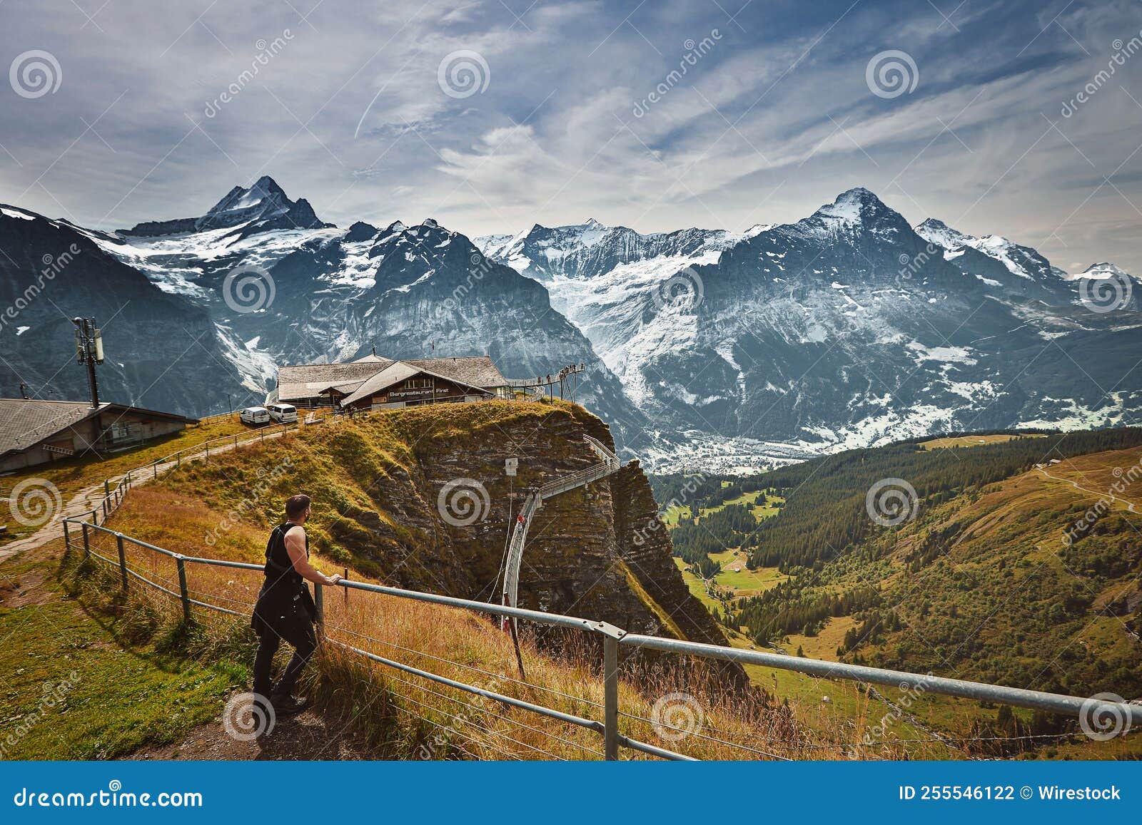 High Mountain View with a Cloudy Blue Sky Stock Photo - Image of stone ...