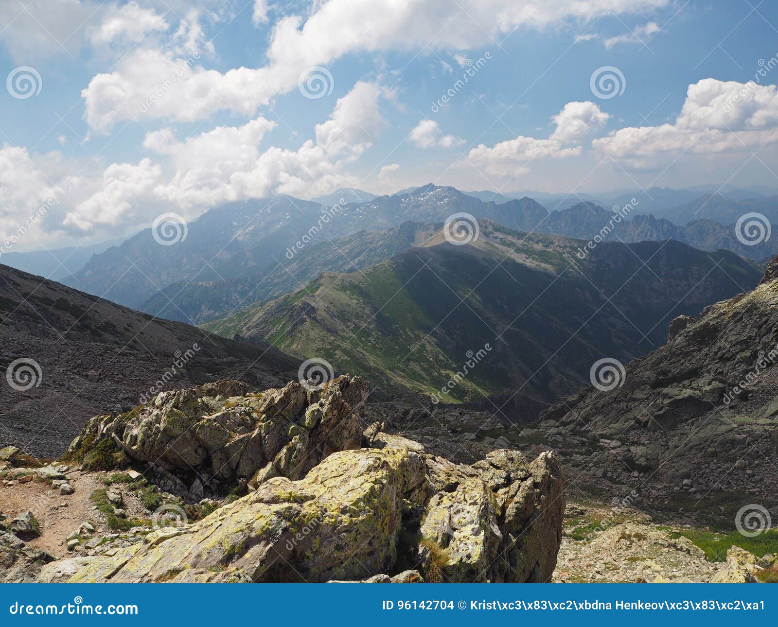 High Mountain View Scenery with the Blue Sky and Clouds Stock Photo ...
