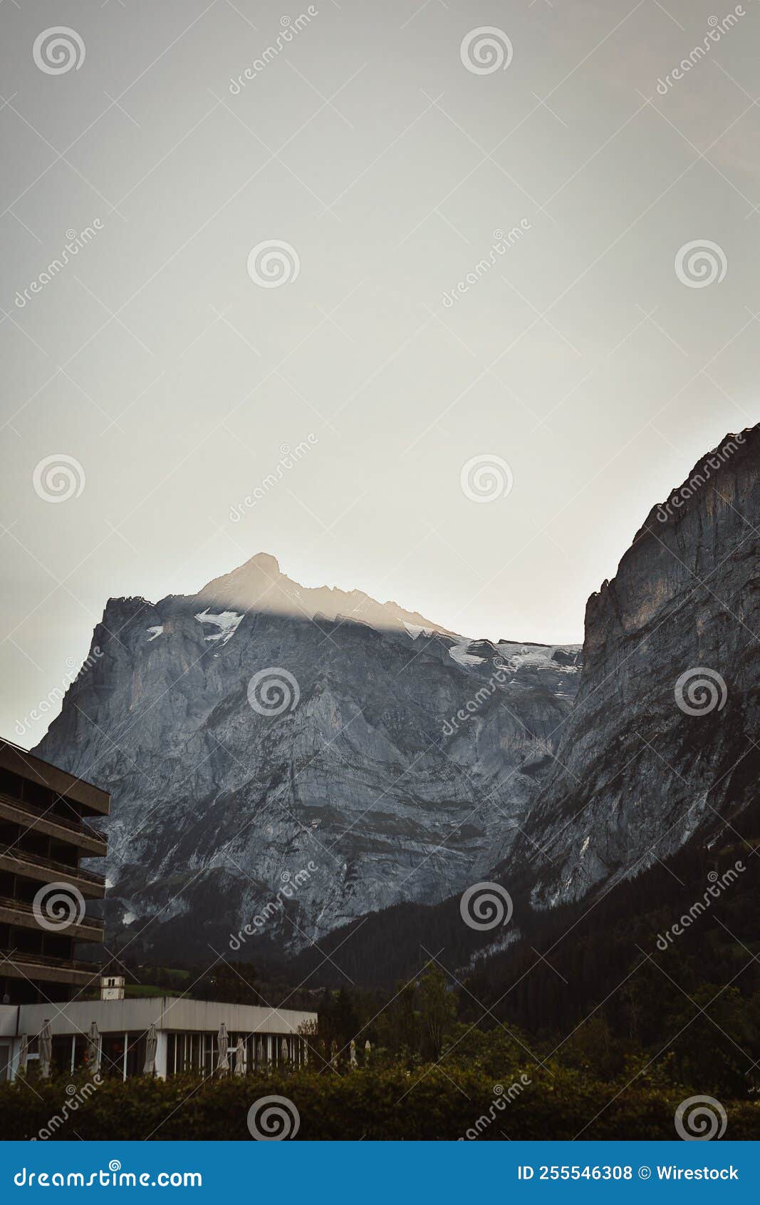 High Mountain View with a Sunset on the Sky Stock Photo - Image of ...