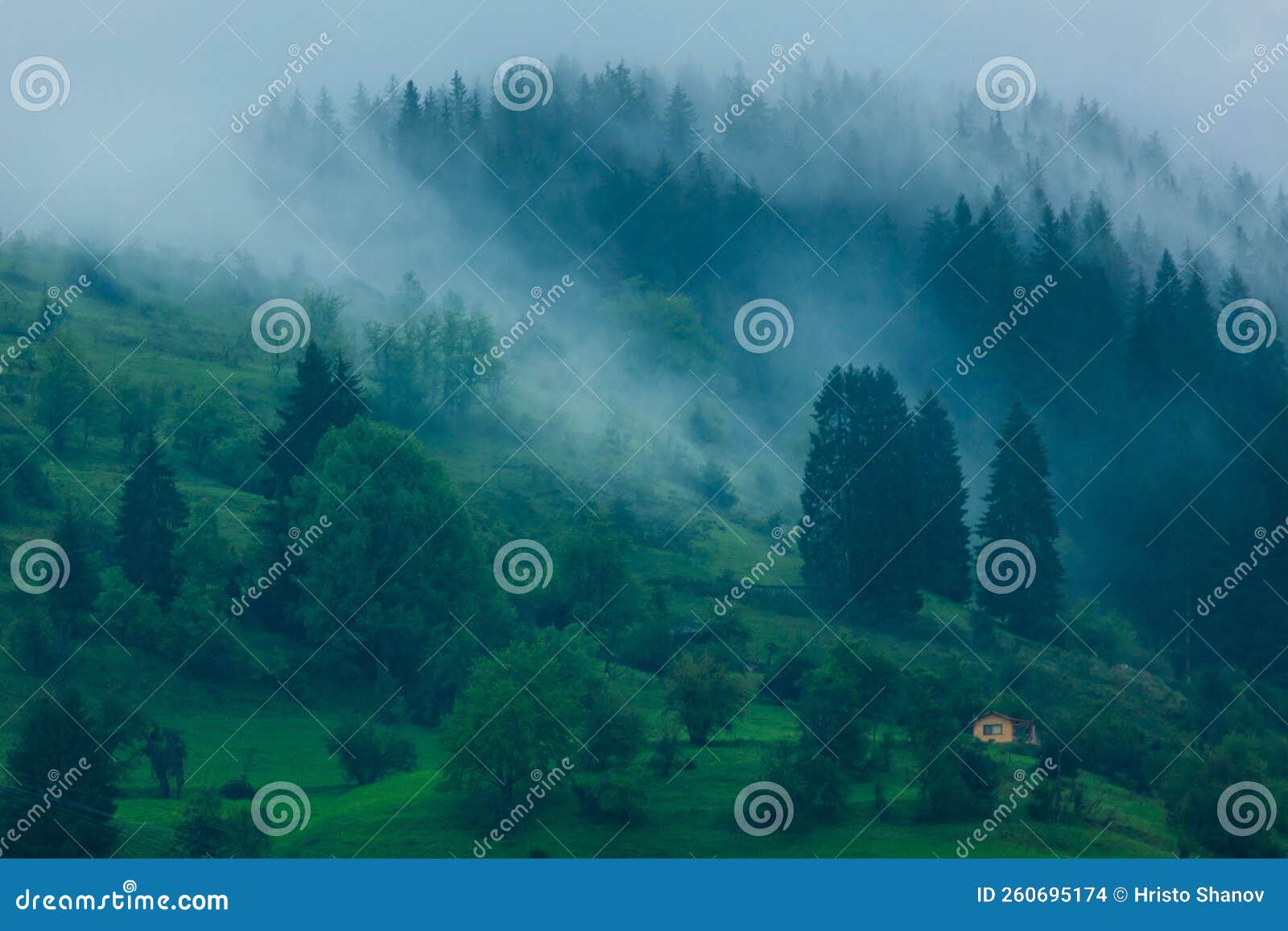 High Mountains in Spring with Fog Stock Photo - Image of equine, cloudy ...