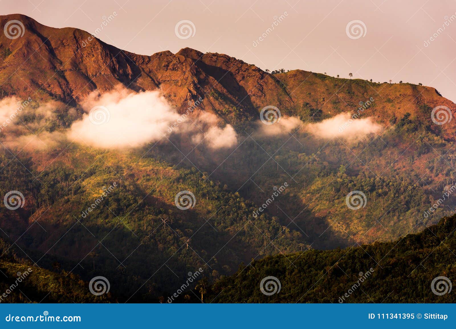 High Mountains without Trees and Red . Stock Image - Image of morning ...