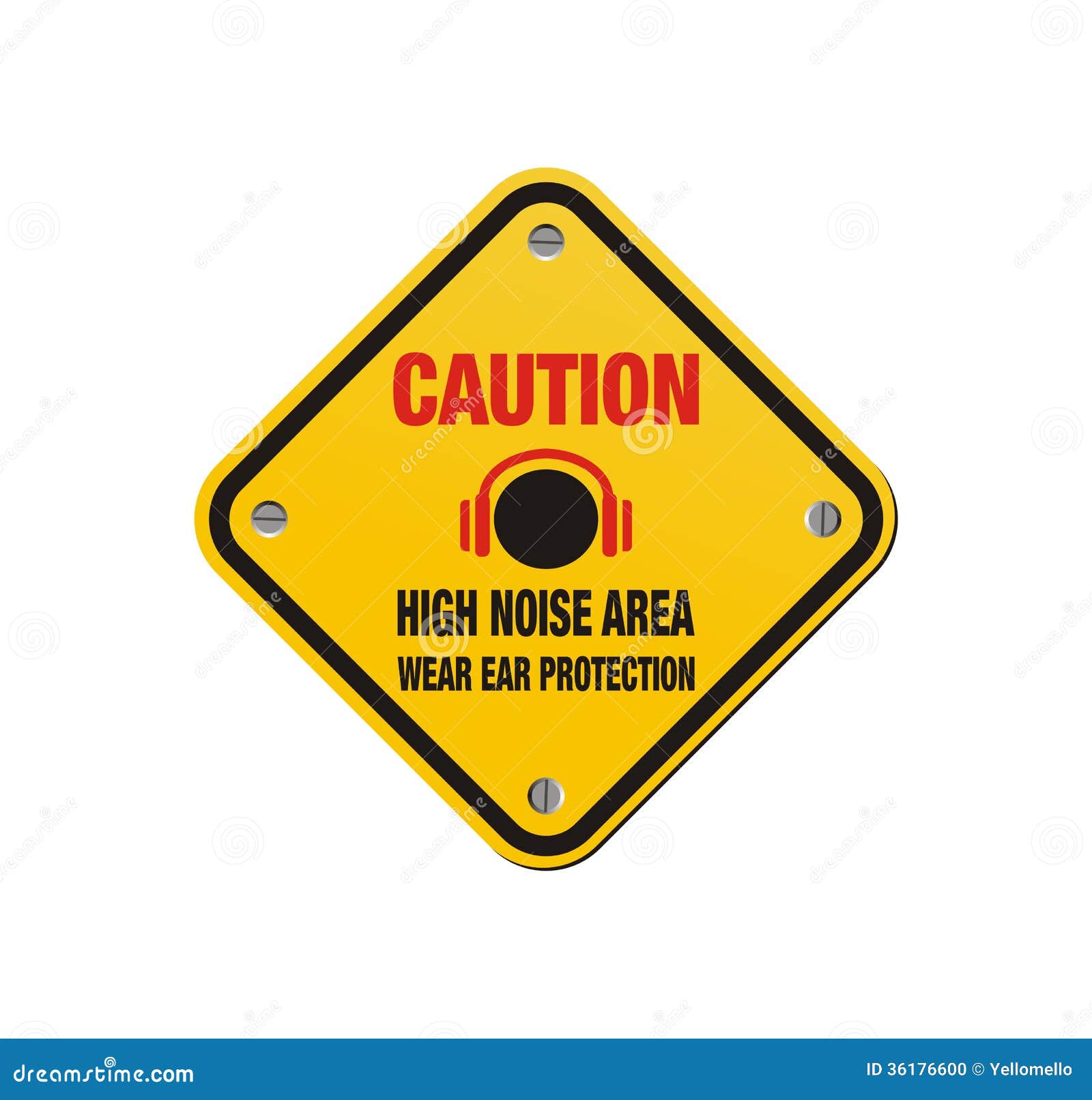 High Noise Area - Caution Sign Stock Illustration - Illustration of ...