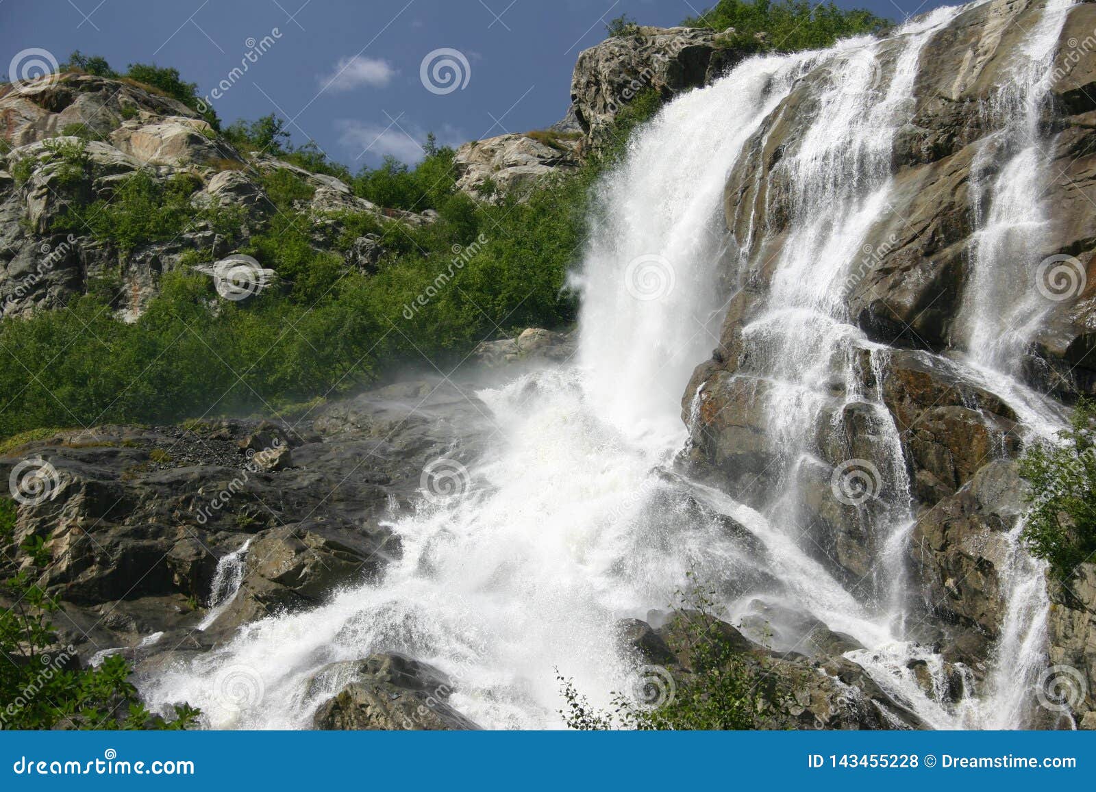 Rough Mountain Waterfall in Summer Stock Photo - Image of fall, river ...