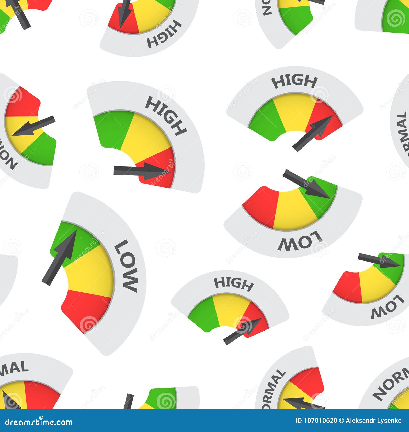 High, Normal, Low Level Risk Gauge Seamless Pattern Background. Stock ...