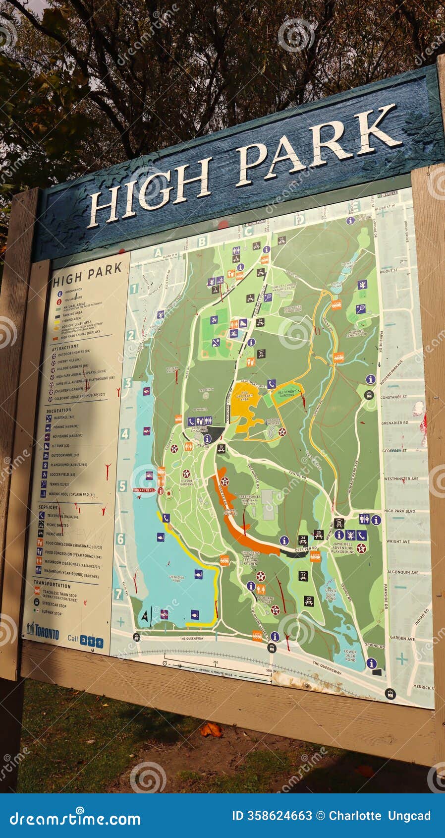High Park Map Signage stock image. Image of vehicle - 358624663