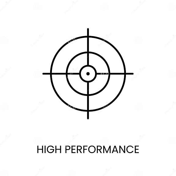 High Performance, Aim or Sight or Shooter Linear Icon in Vector Stock ...