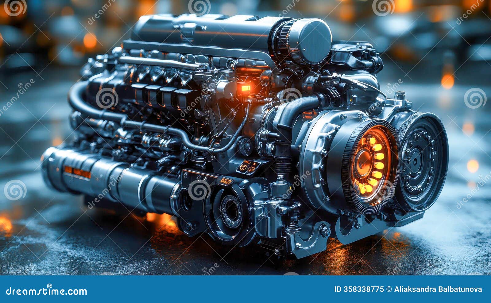 High-performance Car Engine with Intricate Mechanical Details and ...