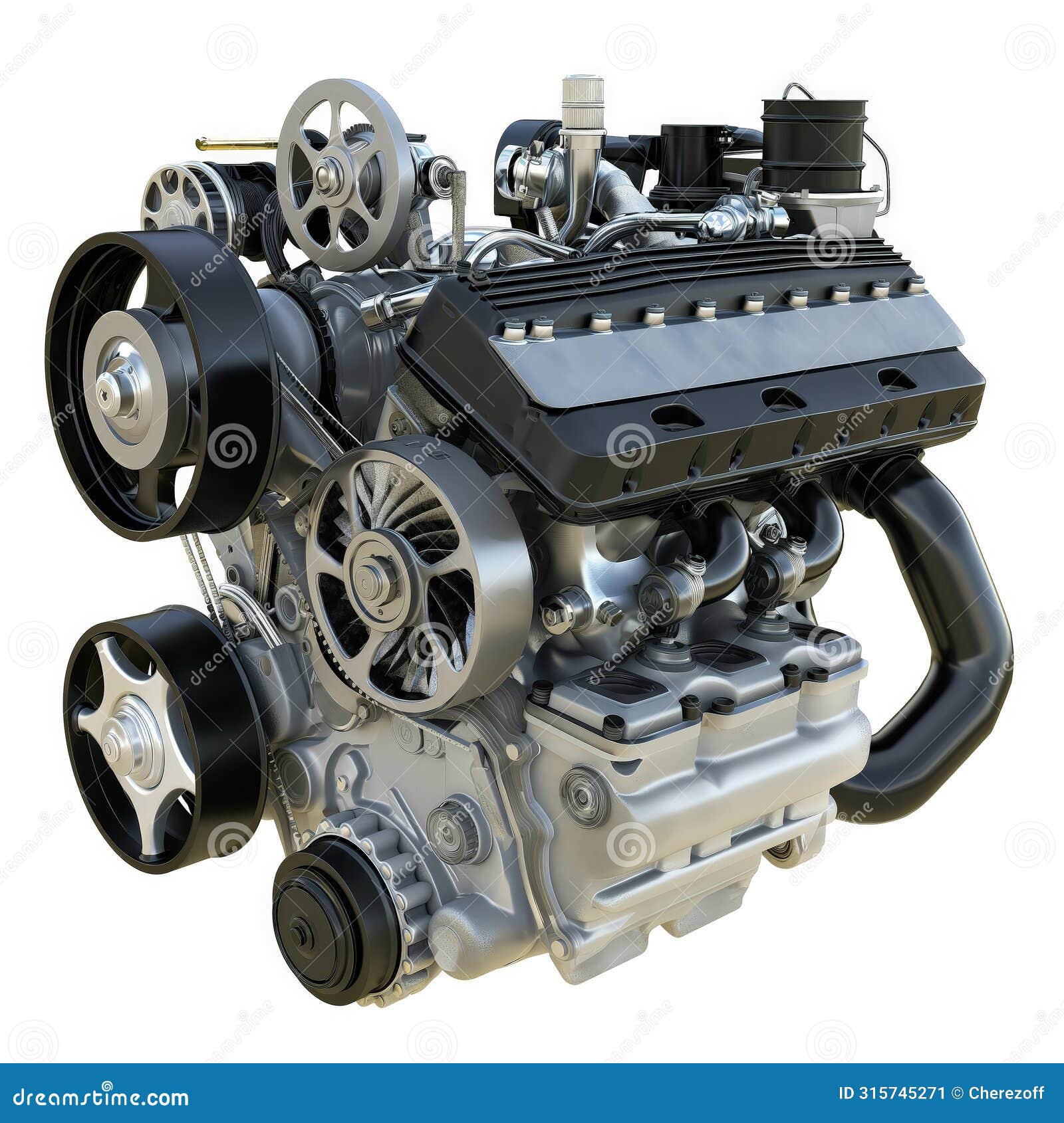 High-Performance Car Engine Isolated Stock Image - Image of power ...