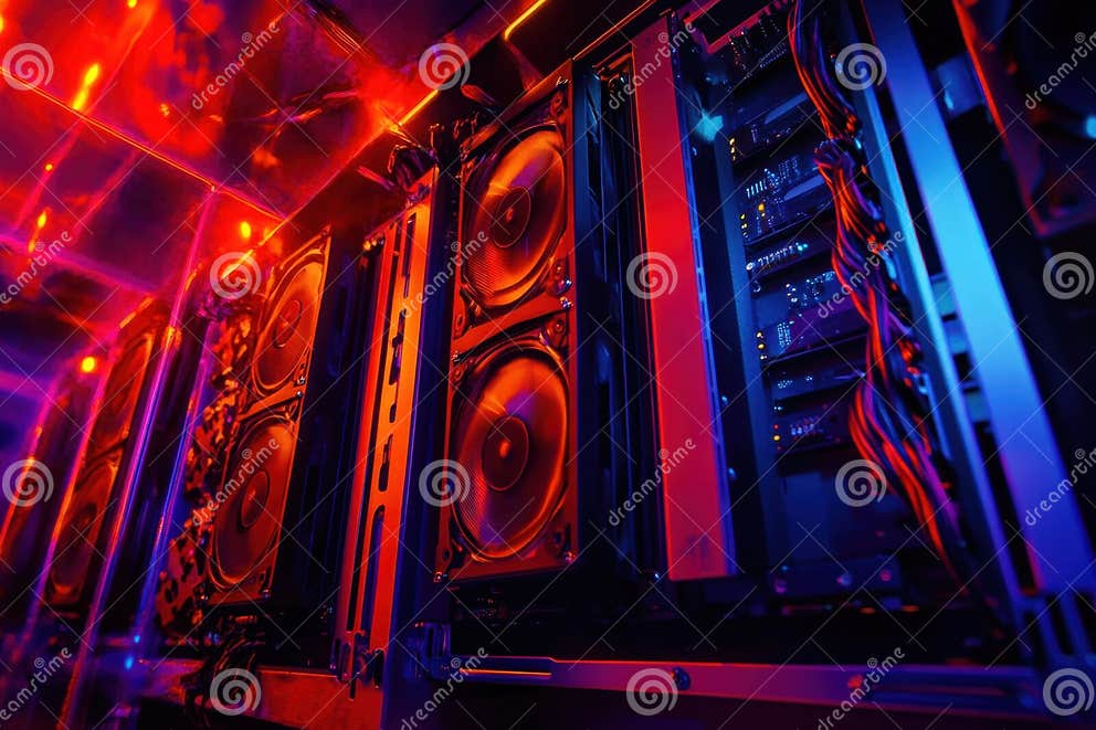 High-performance Computer Hardware Illuminated by Vibrant Colored ...