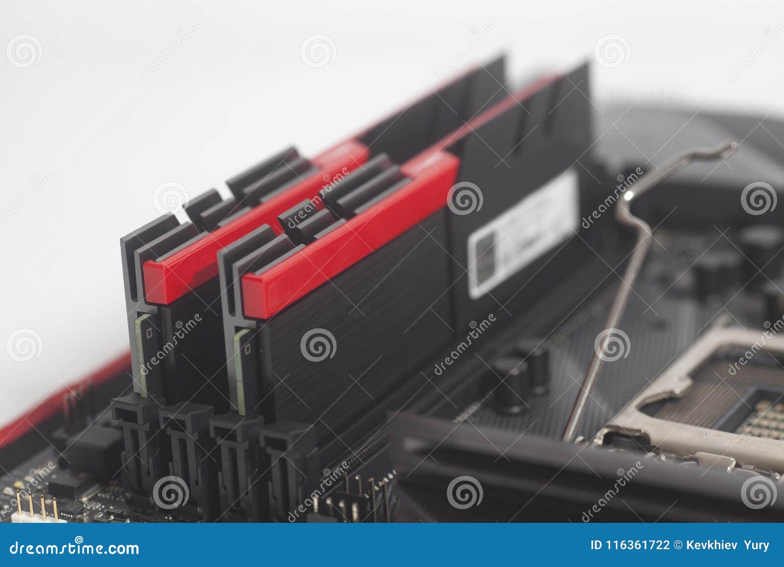 High Performance DDR4 Computer Memory RAM on Motherboard Stock Photo ...