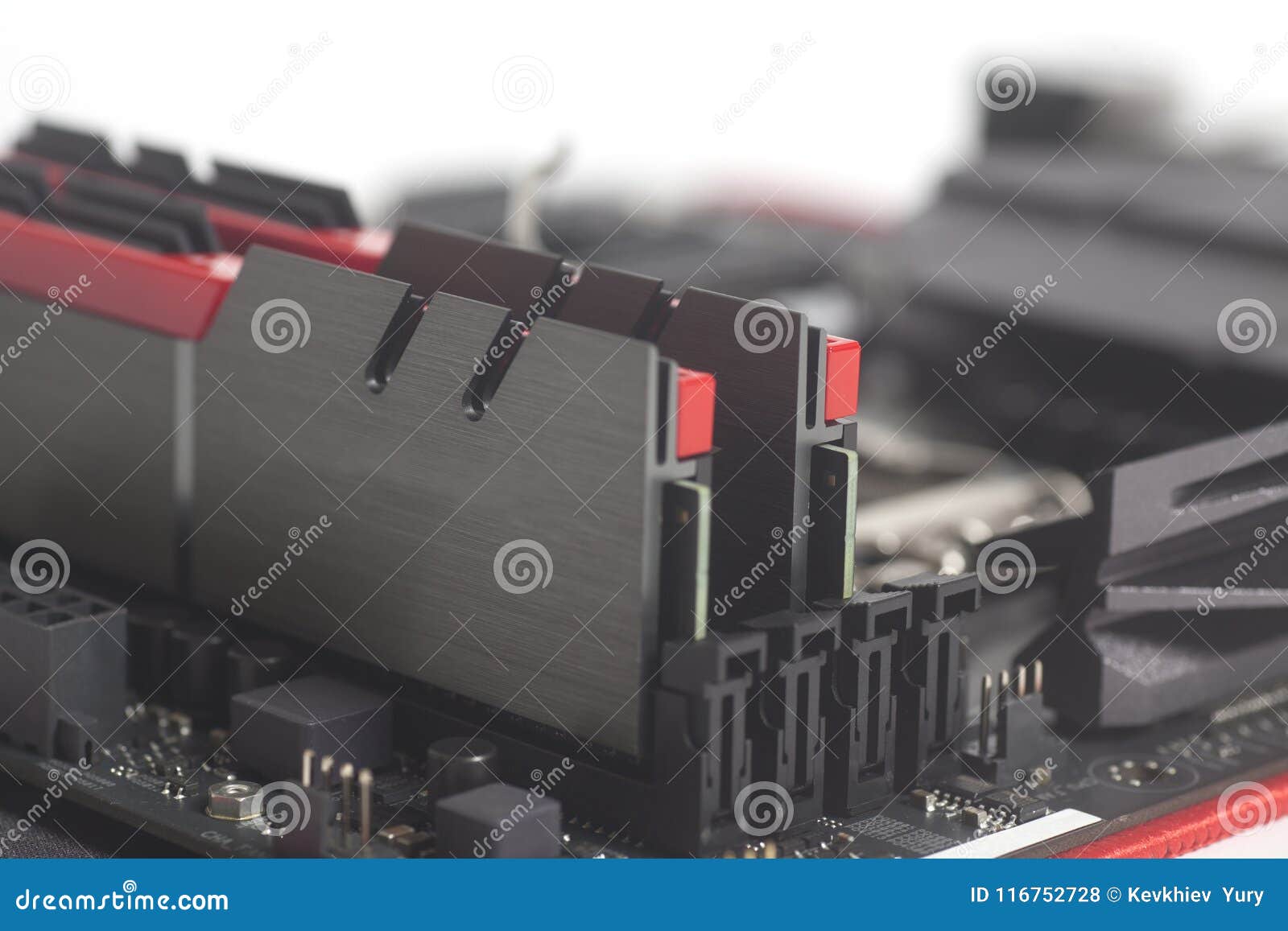 High Performance DDR4 Computer Memory RAM on Motherboard Stock Photo ...