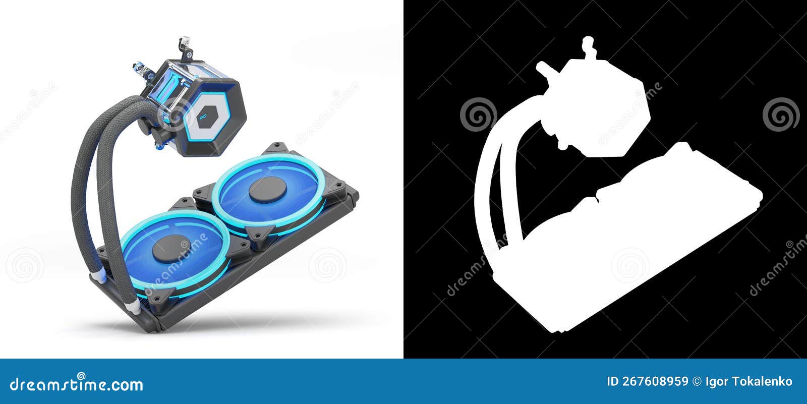 High Performance Desktop PC and Cooling System 3d Render on White with ...