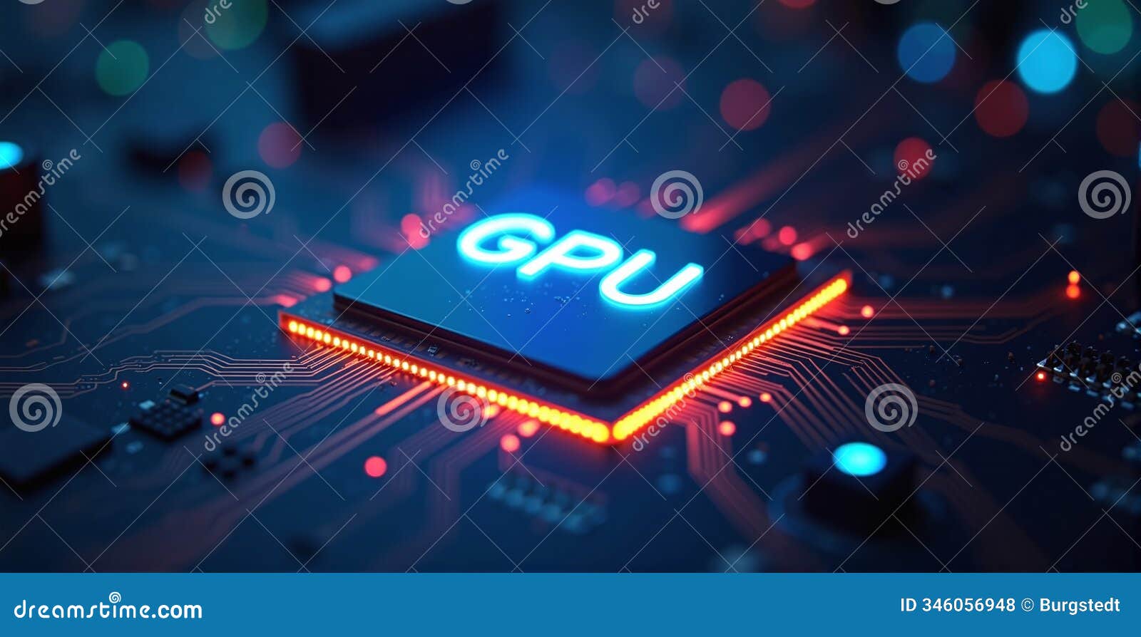 High-performance Gpu Processor Mounted on Advanced Technological Motherboard Circuitry Stock ...