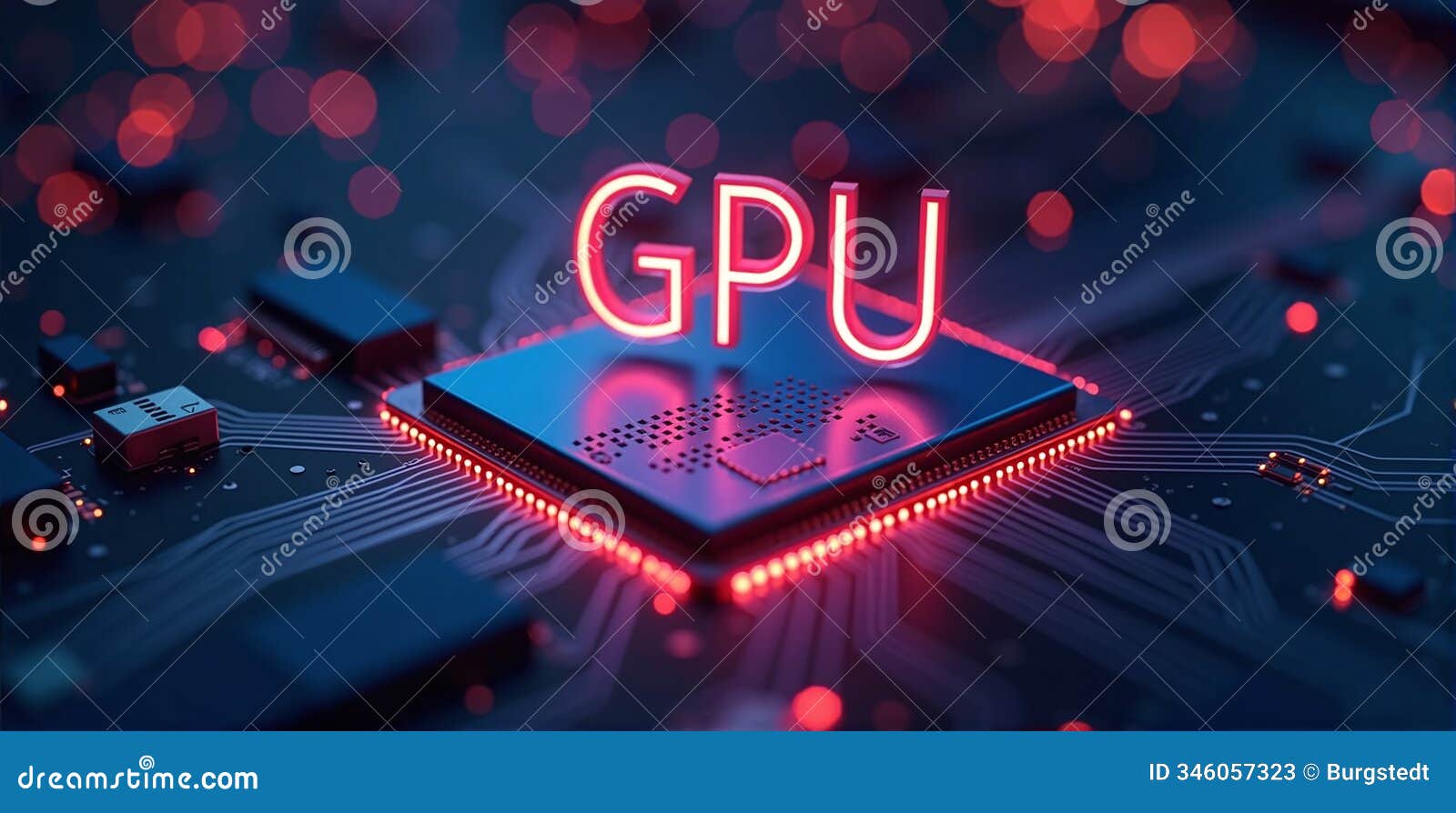 High-performance Gpu Processor Mounted on Advanced Technological Motherboard Circuitry Stock ...