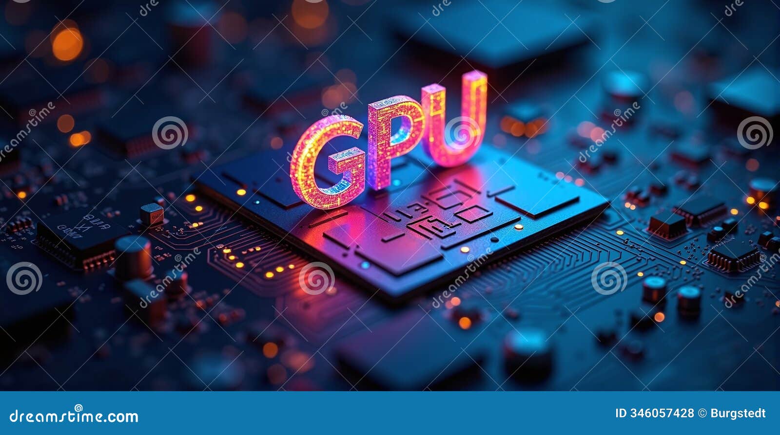 High-performance Gpu Processor Mounted on Advanced Technological Motherboard Circuitry Stock ...