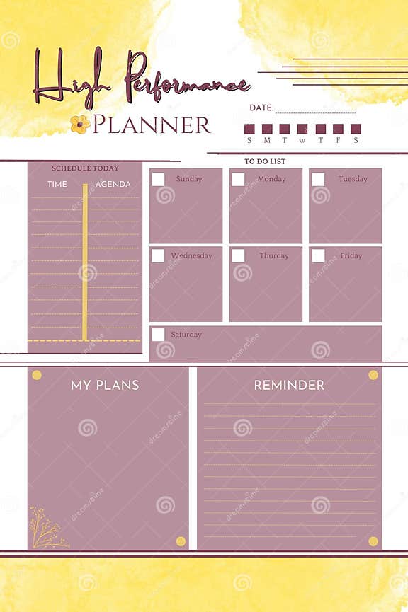 High Performance Planner Digital Printable Blank Template Insert Stock ...