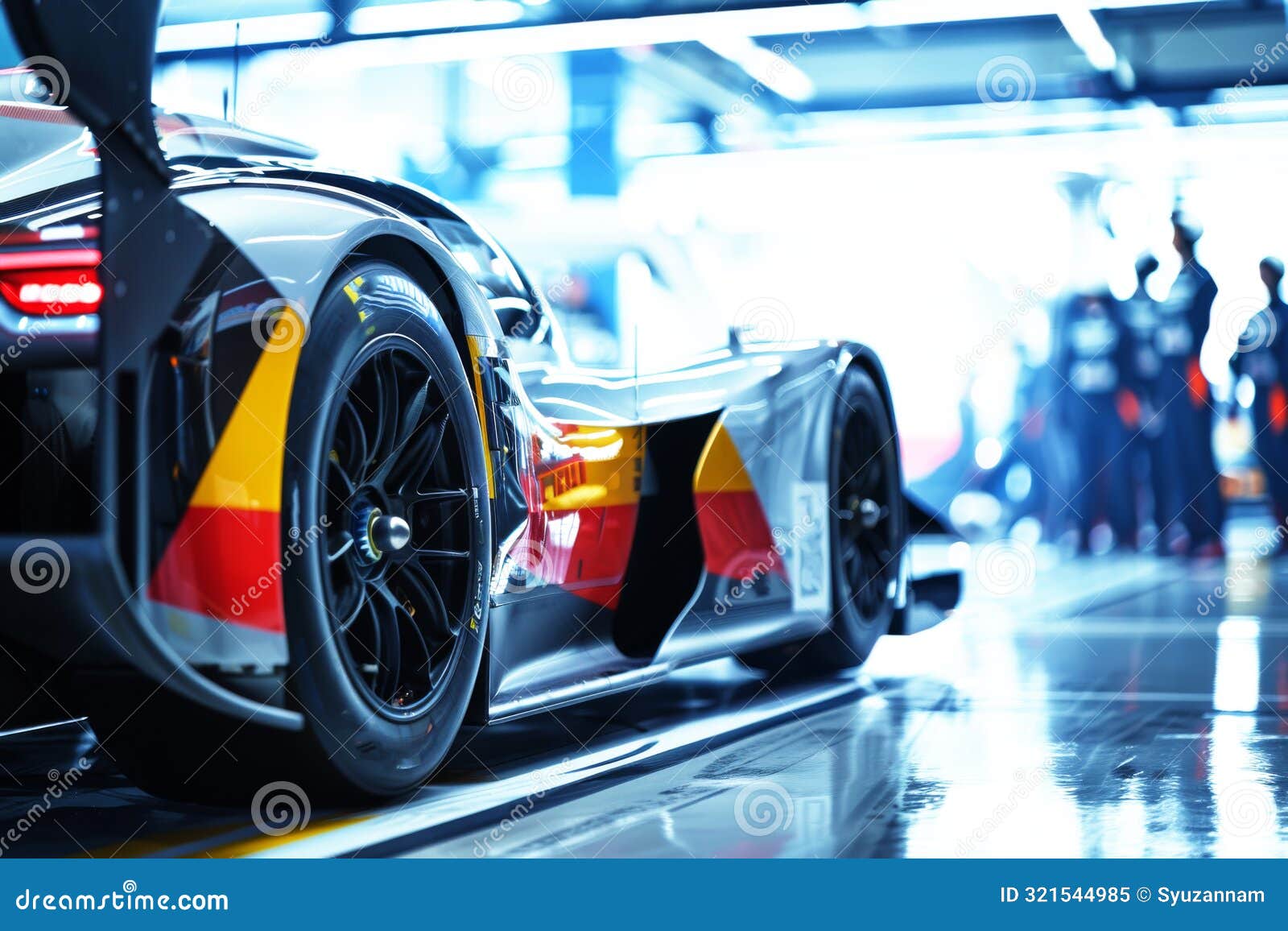 High-Performance Race Car in Pit Lane Stock Illustration - Illustration ...