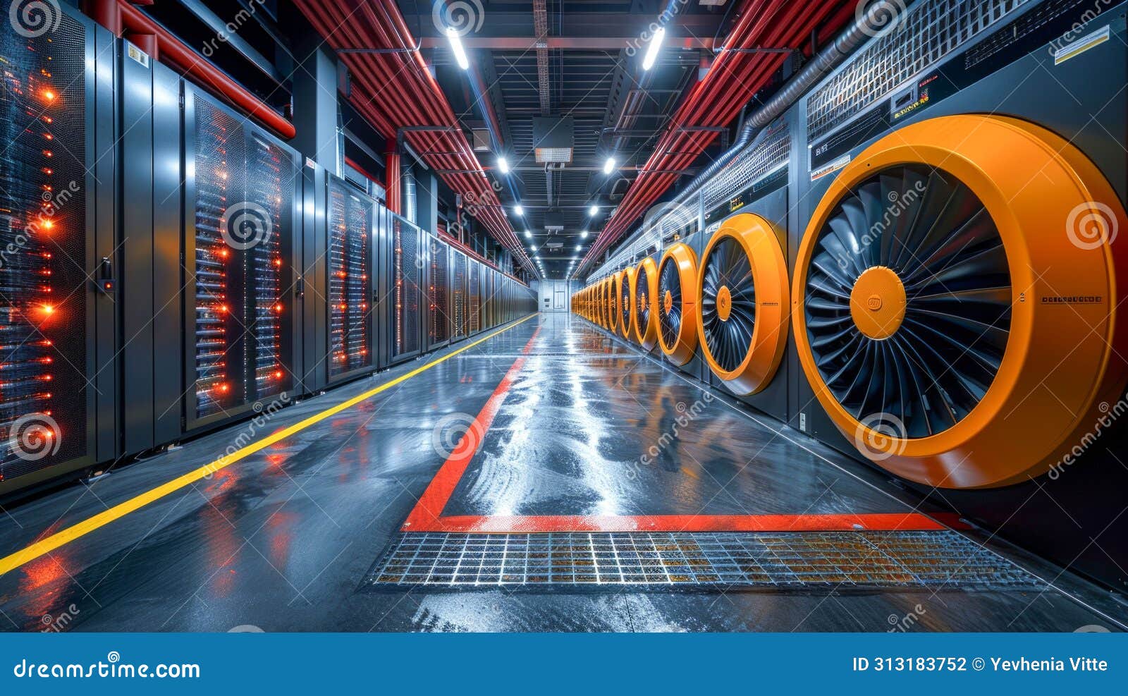 High-Performance Server Cooling Systems in a Data Center. Generative Ai ...