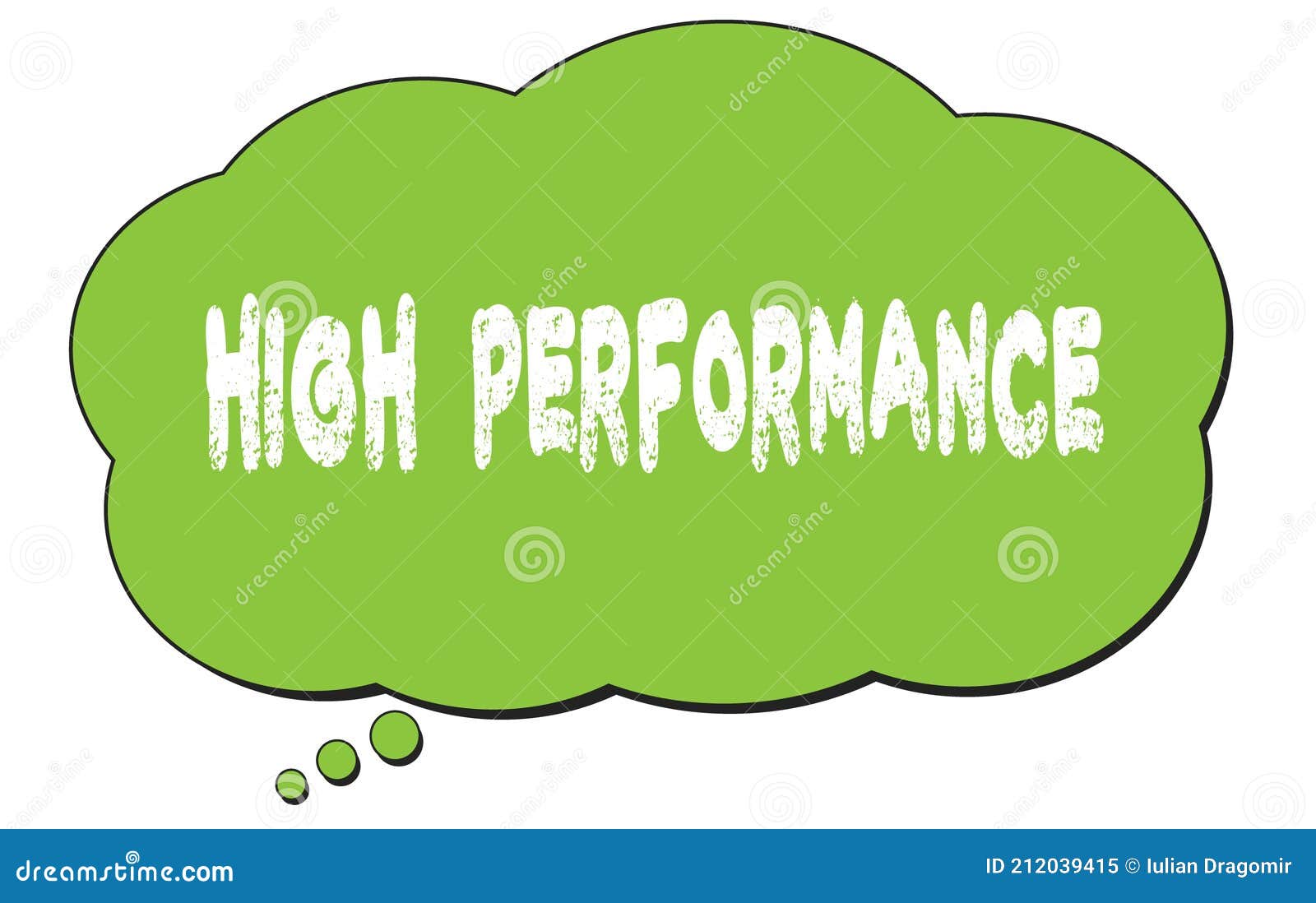 HIGH PERFORMANCE Text Written on a Green Thought Bubble Stock ...