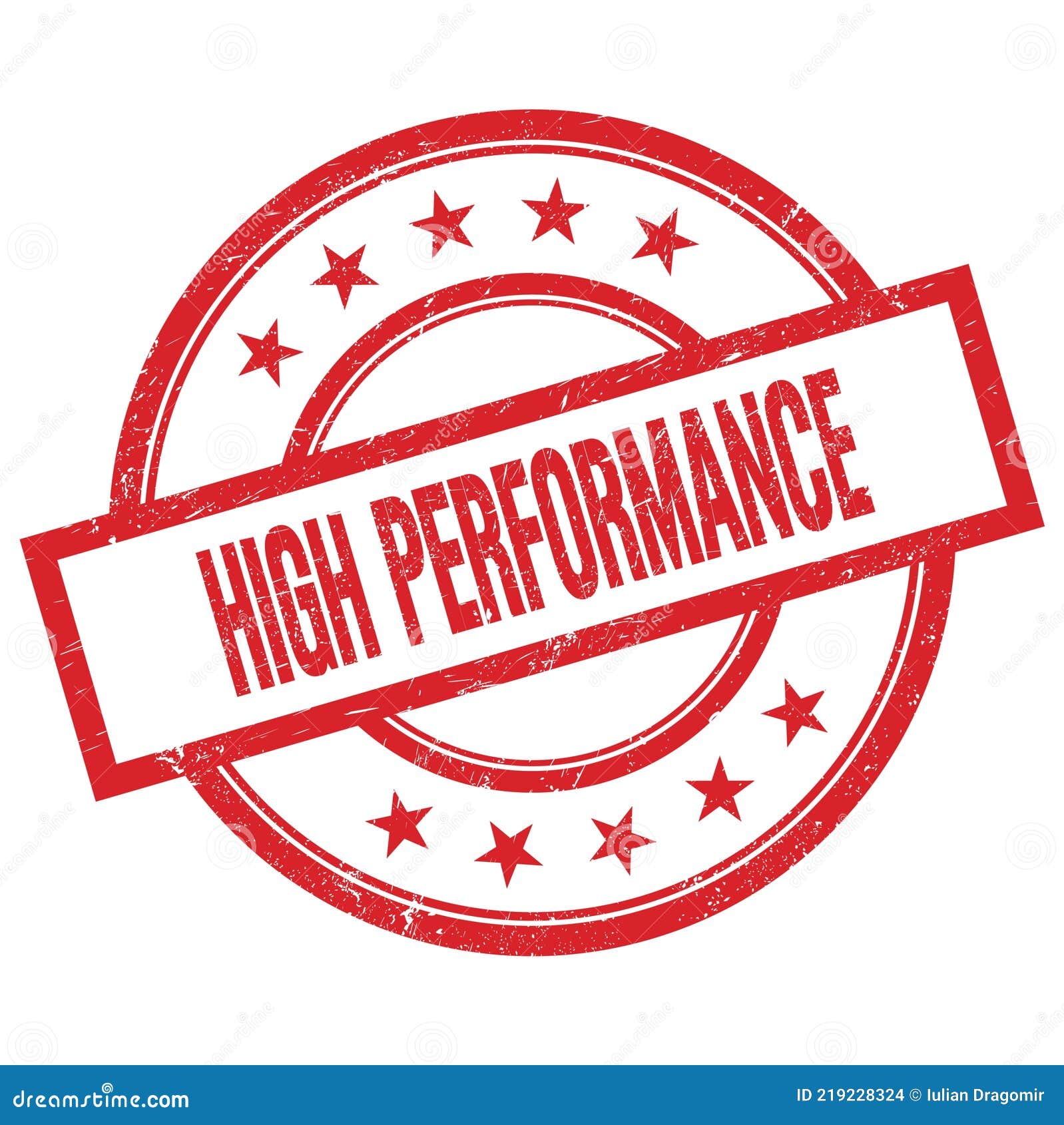 HIGH PERFORMANCE Text Written on Red Vintage Round Stamp Stock ...